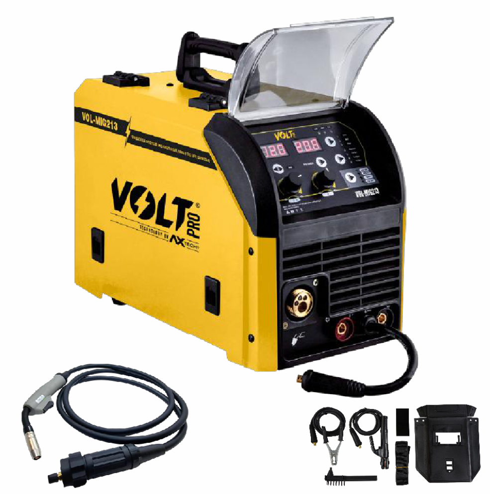 Soldadora inversor VOL- MIG213 GAS/NO GAS, ELECTRODO Y TIG LIFT, BI-VO – HerramientaElectrica.Mx