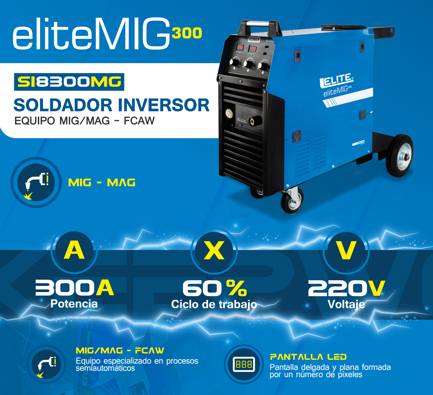 Equipo de soldadura inversor 300A MIG ELITE – HerramientaElectrica.Mx