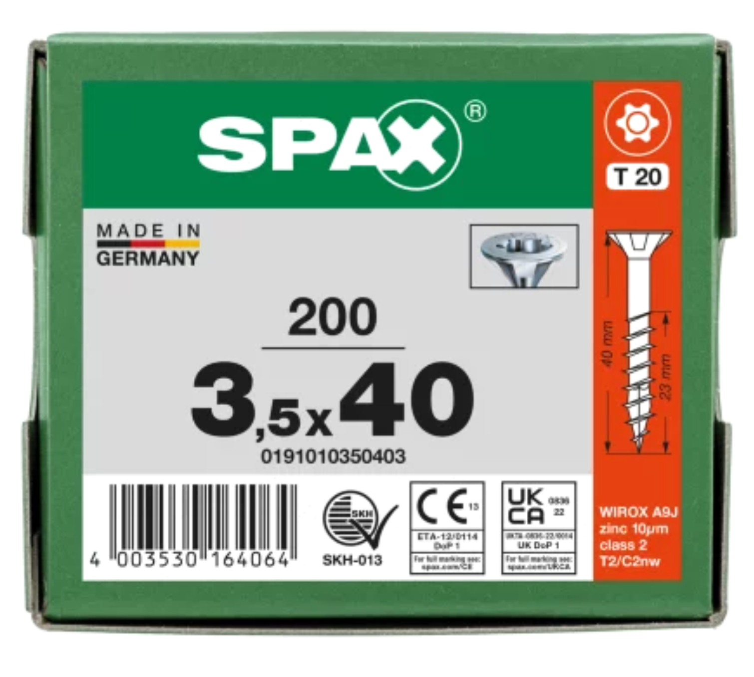 Spax para madera torx 3.5 x 40 mm,T20 Cuerda parcial ...