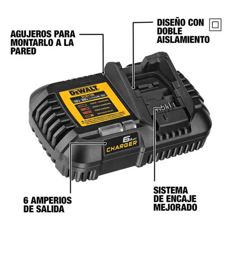 Cargador Rápido 12V/20V Dewalt DCB1106-B3 6 Amps – HerramientaElectrica.Mx