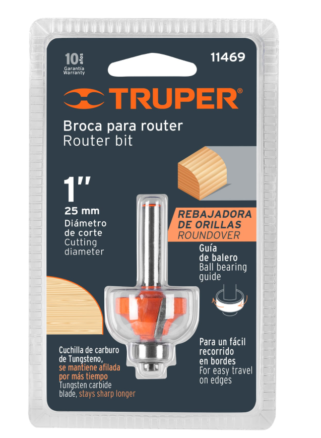 Broca para router, redondeado, 1' con balero, Truper Código: 11469 ...