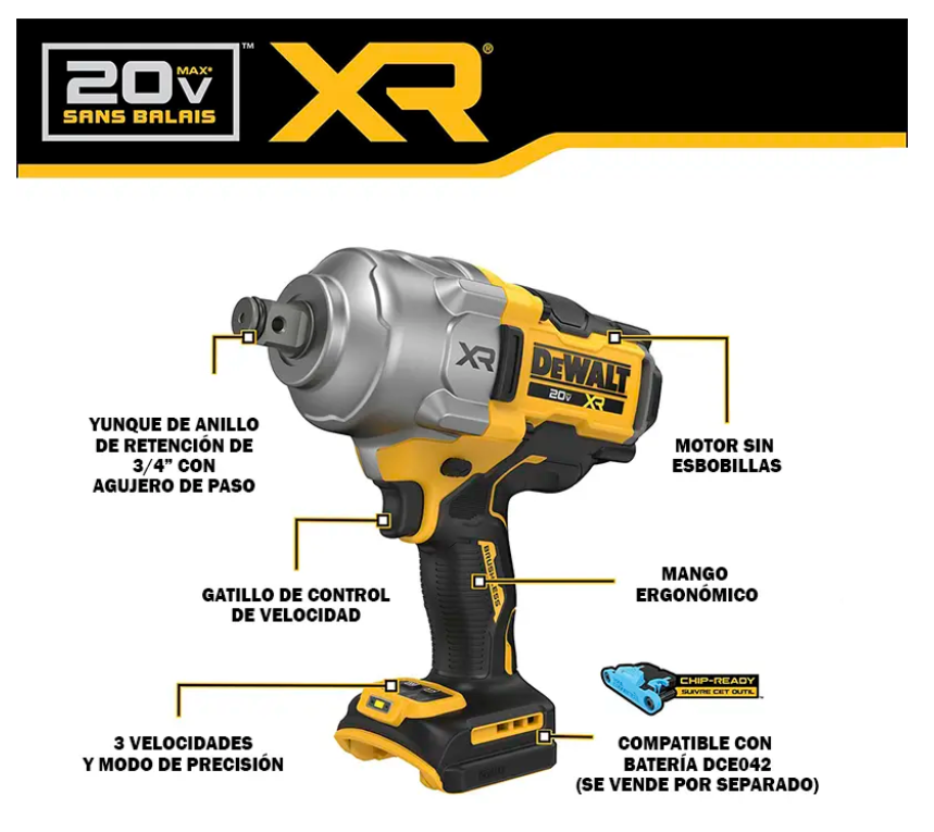 Llave de Impacto Alto Torque Dewalt XR DCF964B 20V Brushless ...