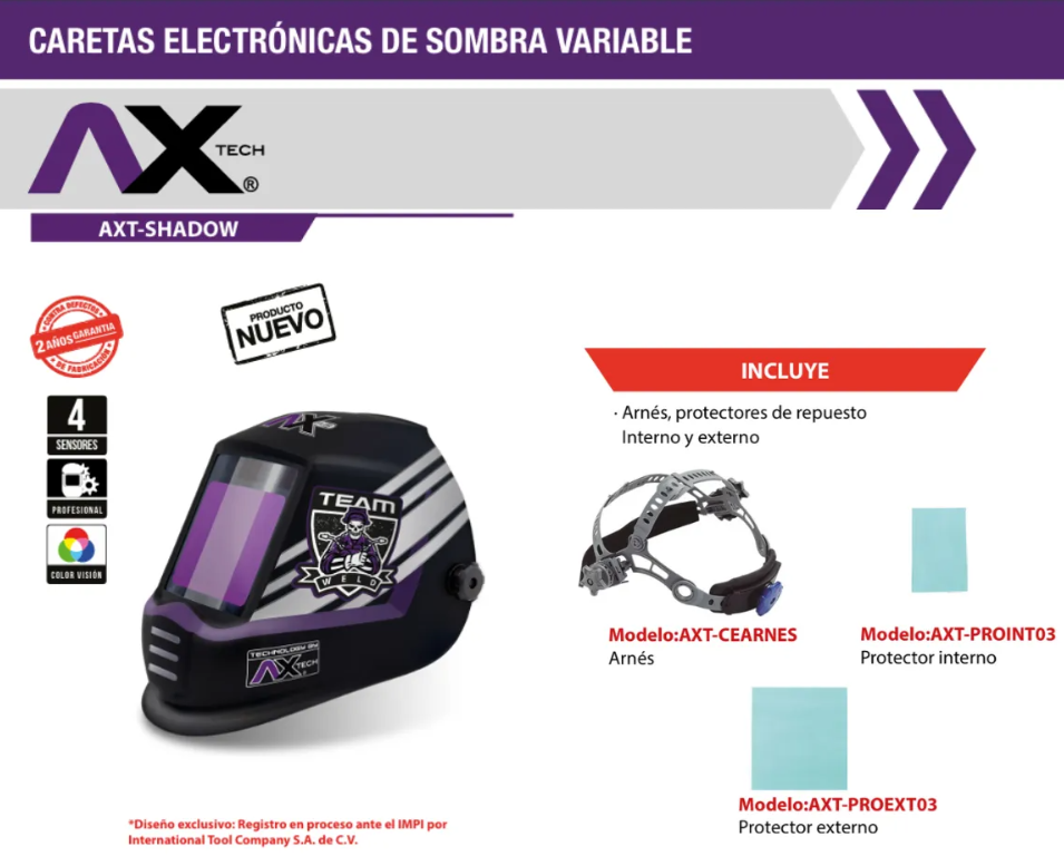 Careta Electronica P/soldar De Sombra Variable Optica Axt Negro Shadow ...