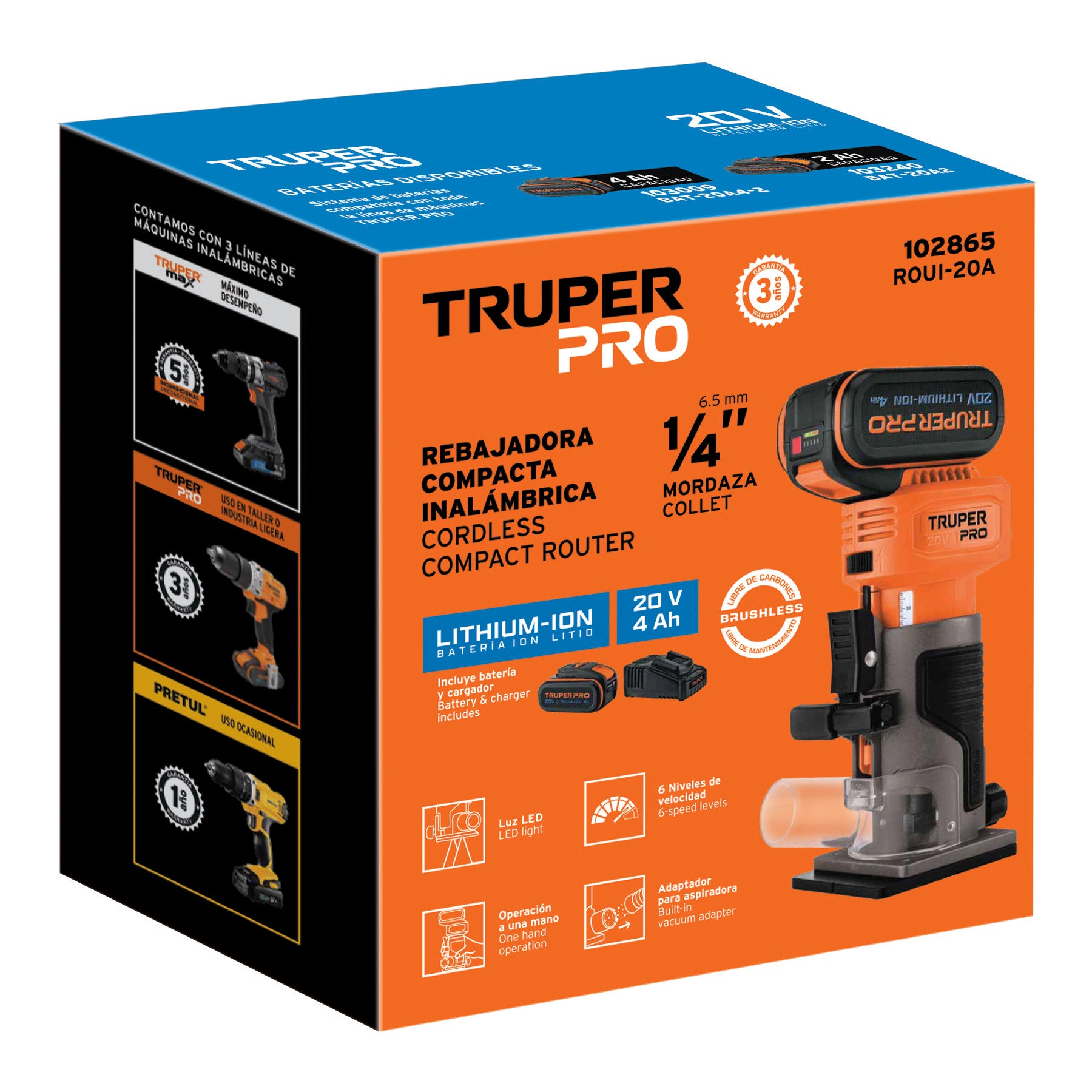 Router 20V, 1 batería 4Ah, 1 cargor TRUPER PRO – HerramientaElectrica.Mx